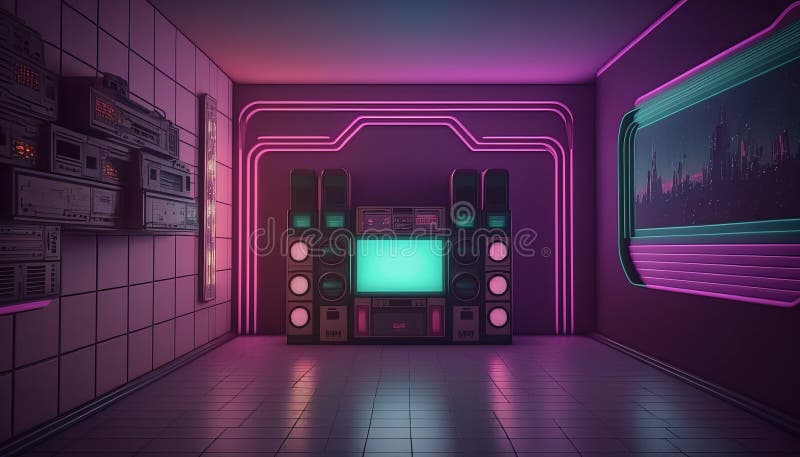 Synthwave 80s Retro Design. Detalied Retro Background Style 80s. AI ...