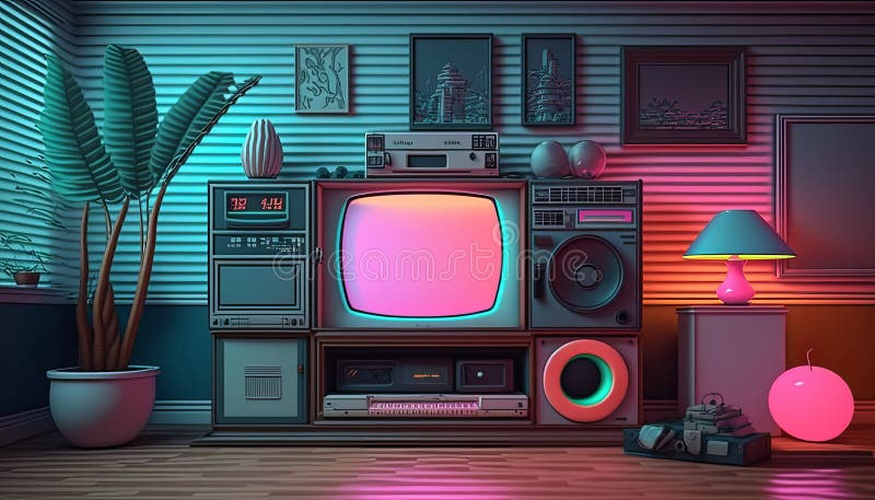 Synthwave 80s Retro Design. Detalied Retro Background Style 80s. AI ...