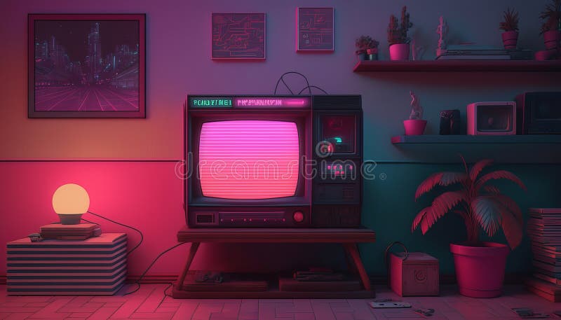 Synthwave 80s Retro Design. Detalied Retro Background Style 80s. AI ...