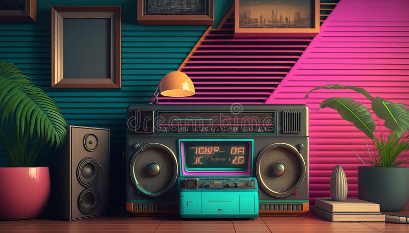 Synthwave 80s Retro Design. Detalied Retro Background Style 80s. AI ...