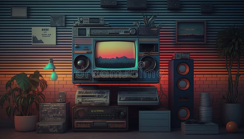 Synthwave 80s Retro Design. Detalied Retro Background Style 80s. AI ...