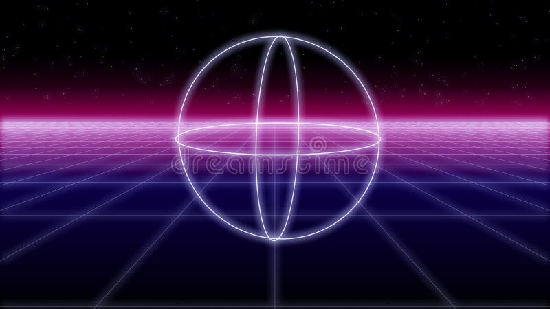 Synthwave Shapes on a Retro Background 3d Render Stock Illustration ...