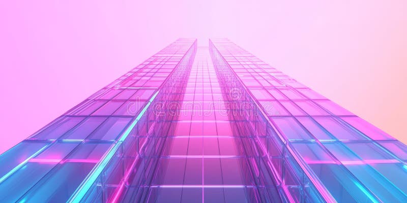 Synthwave Skyscraper on a Plain White Background Stock Illustration ...