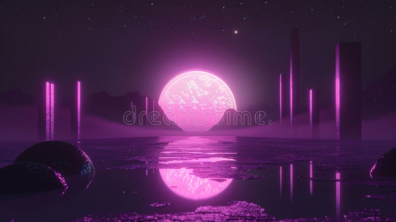 Synthwave Sphere Sunrise stock photo. Image of fantasy - 326621248