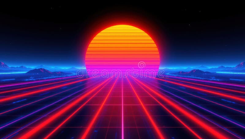 Synthwave Static Gradient: Electric Blue and Sunset Orange with Static ...