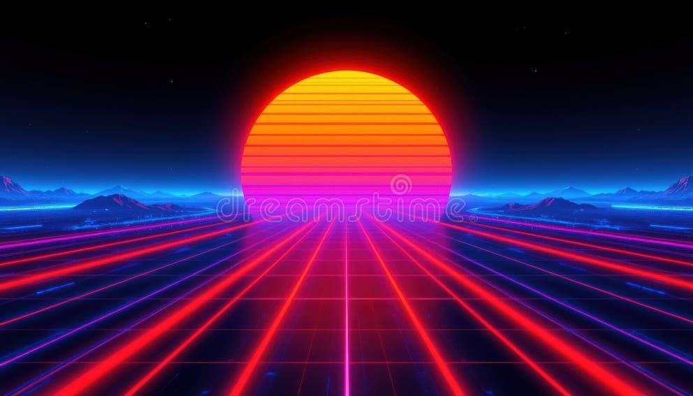 Synthwave Static Gradient: Electric Blue and Sunset Orange with Static ...