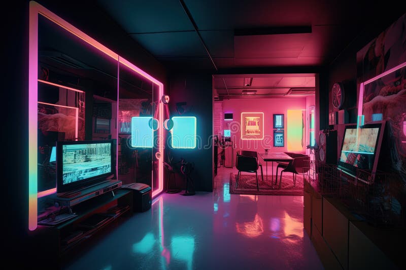 Cyberpunk Living Room Interior Stock Photos - Free & Royalty-Free Stock ...