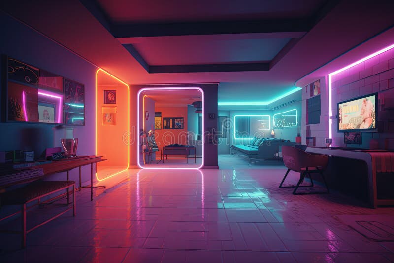 Cyberpunk Living Room Interior Stock Photos - Free & Royalty-Free Stock ...