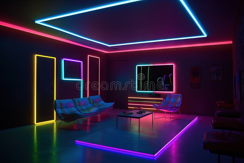 Dark Cyberpunk Living Room Interior Stock Photos - Free & Royalty-Free ...