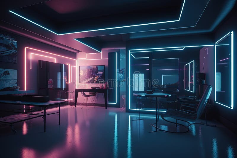 Cyberpunk Living Room Interior Stock Photos - Free & Royalty-Free Stock ...