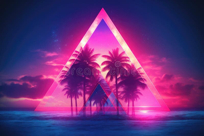 Synthwave Triangle, Photorealistic. Generative AI Weber. Stock ...