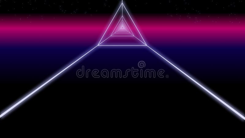 Synthwave Triangle Tunnel Background 3d Render Retro Stock Illustration ...