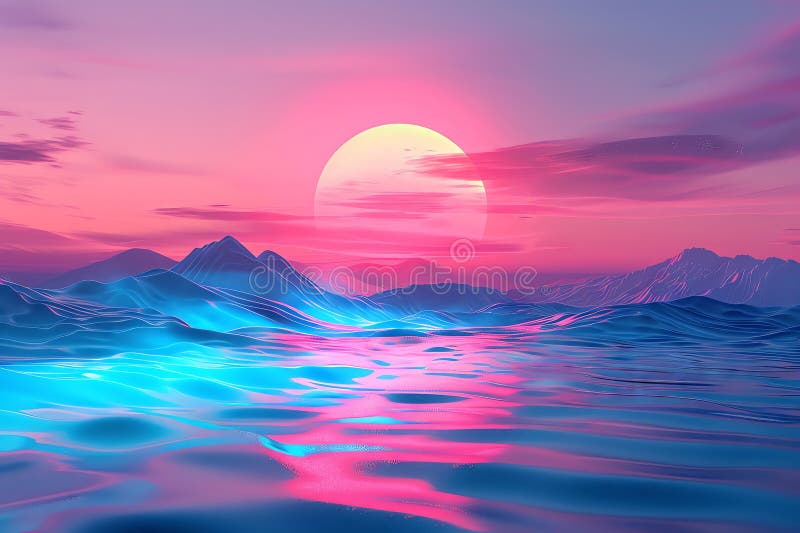 Synthwave Vaporwave Fusion, Abstract Design, Clear Minimalist Back ...