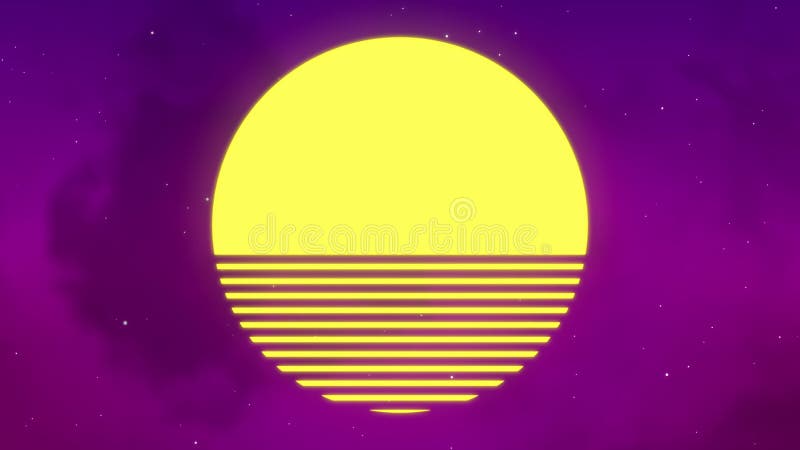 Synthwave Yellow Sun Background in a Seamless Loop Stock Footage ...