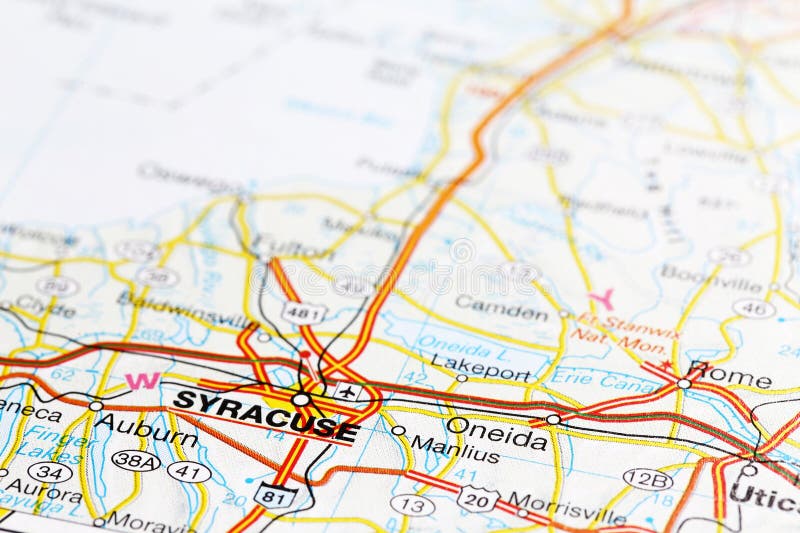 Syracuse City Road Map Area. Closeup Macro View Stock Image - Image of ...