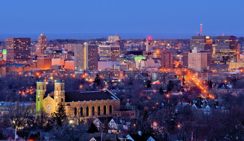 Syracuse Skyline editorial stock photo. Image of sunset - 54375003