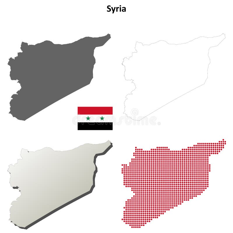 Syria Outline Map Country Shape National Borders Stock Vector ...