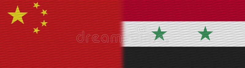 Syria and China Chinese Fabric Texture Flag Stock Illustration ...