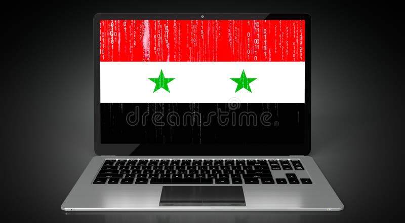 Syria - Country Flag and Binary Code on Laptop Screen Stock ...