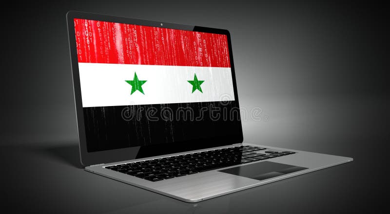 Syria - Country Flag and Binary Code on Laptop Screen Stock ...