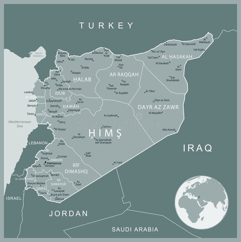 Syria - Detailed Map with Administrative Divisions Country. Vector ...