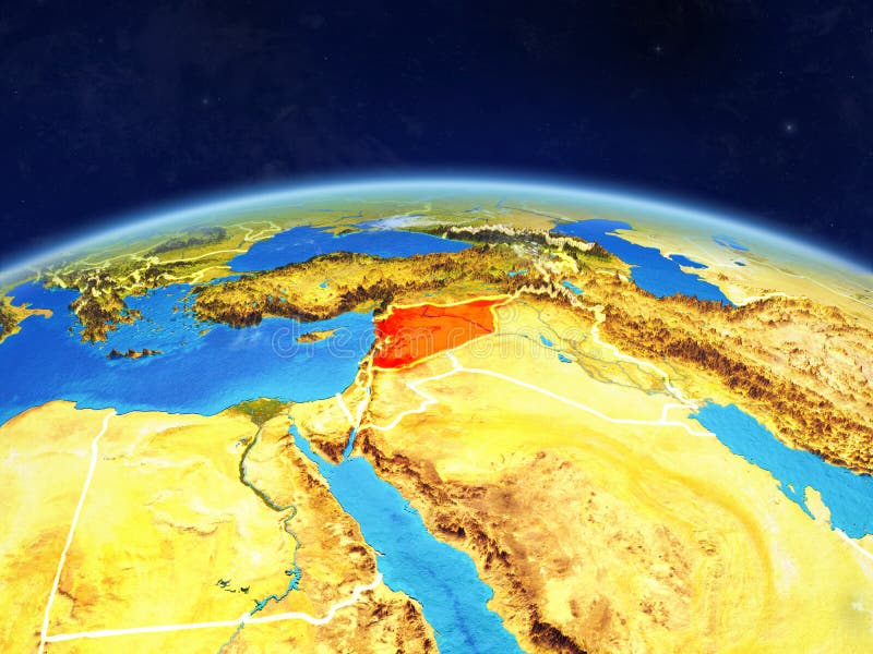 Syria on Earth from space stock image. Image of republic - 130232691