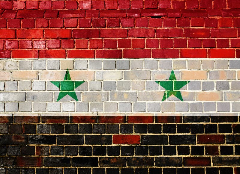 Syria flag on a brick wall stock image. Image of country - 96752459