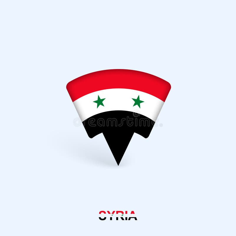 Syria Map, Stylish Location Icon with Syria Map and Flag Stock Vector ...