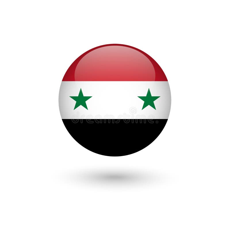 Syria flag round glossy stock vector. Illustration of glass - 148152444
