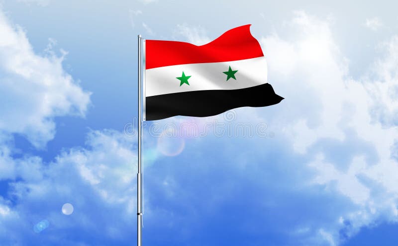 Syria Flag Waving Against Blue Sky Stock Illustration - Illustration of ...