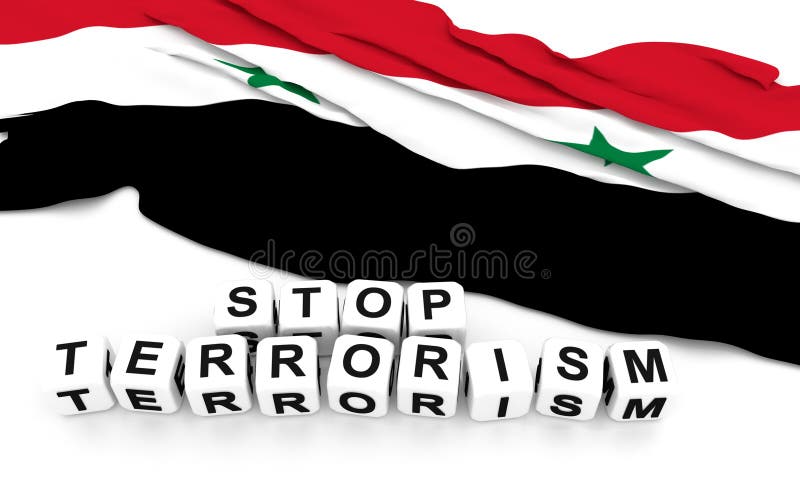 Syria Flag and Write Stop Terrorism. Stock Illustration - Illustration ...