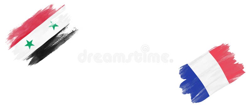Syria and France Flags on White Stock Illustration - Illustration of ...