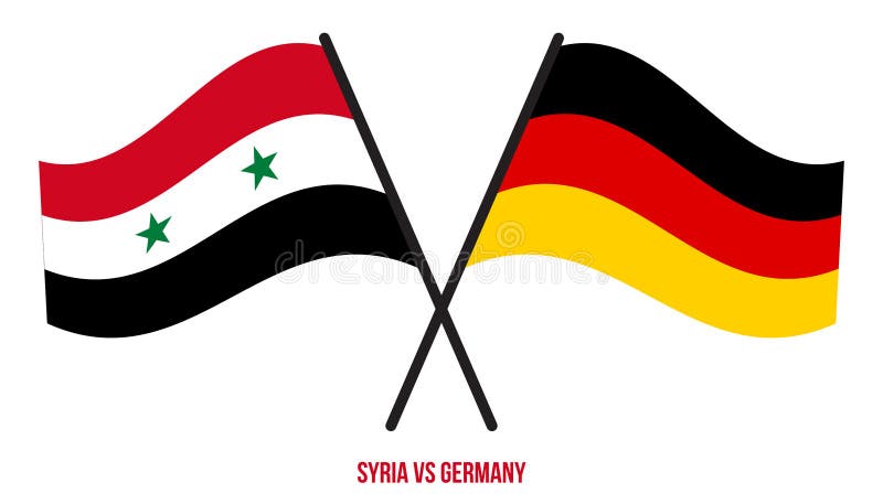 Germany and Syria Flags, Obsolete Torn Weathered, Crisis Concept, 3D ...