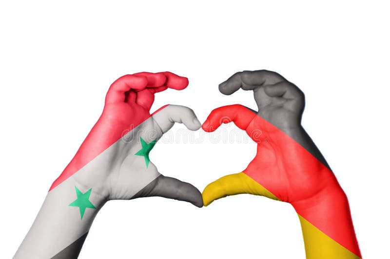 Syria Germany Heart, Hand Gesture Making Heart Stock Photo - Image of ...