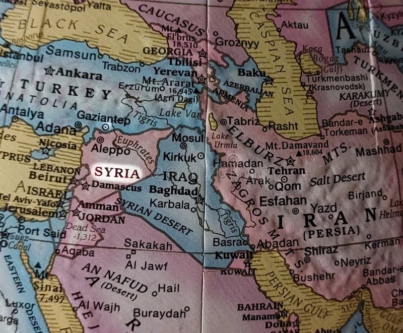 Syria Highlighted on a Colourful Globe Stock Photo - Image of ...