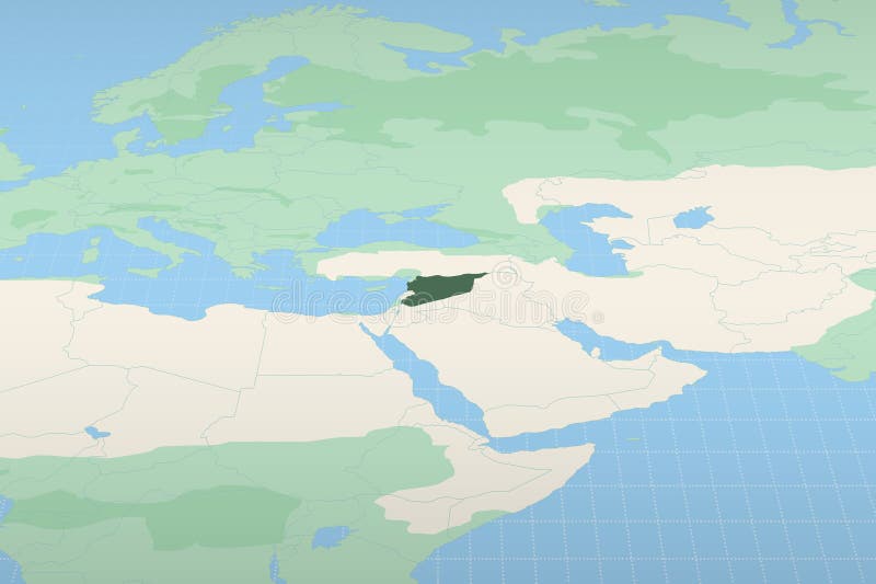 Syria Highlighted on a Detailed Map, Geographic Location of Syria Stock ...
