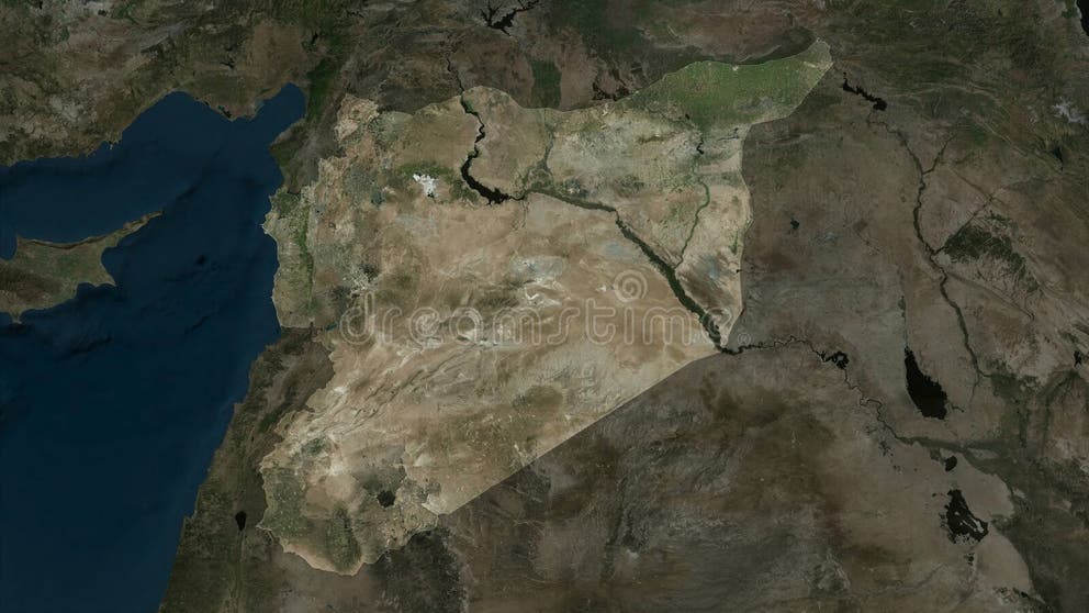 Syria Highlighted. High-res Satellite Stock Illustration - Illustration ...