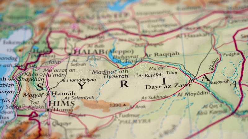 Syria Highlighted on a World Map 4K Stock Footage - Video of cities ...