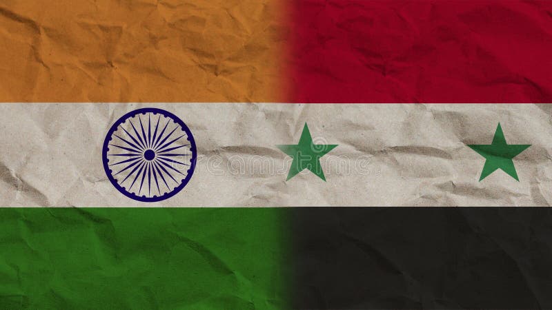 Syria Vs India, Indian Smoke Flags Placed Side by Side. Thick Colored ...