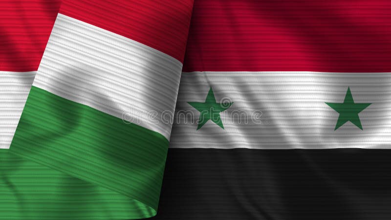 Syria and Italy Realistic Flag â€“ Fabric Texture Illustration Stock ...