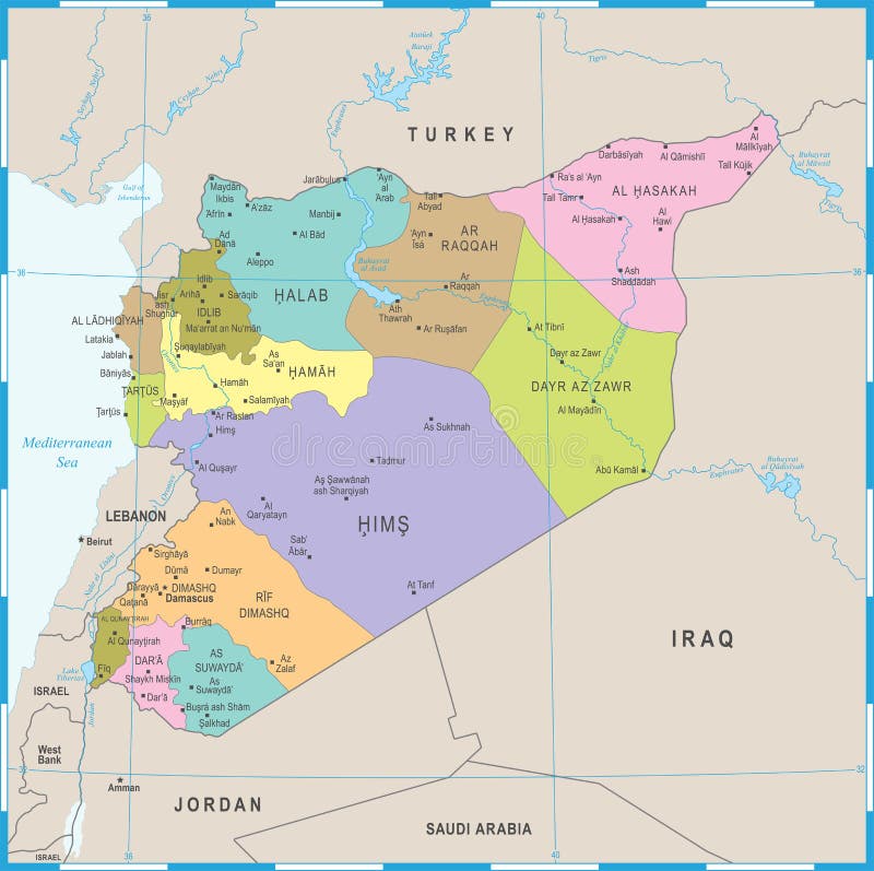 Syria Map - Detailed Vector Illustration Stock Illustration ...