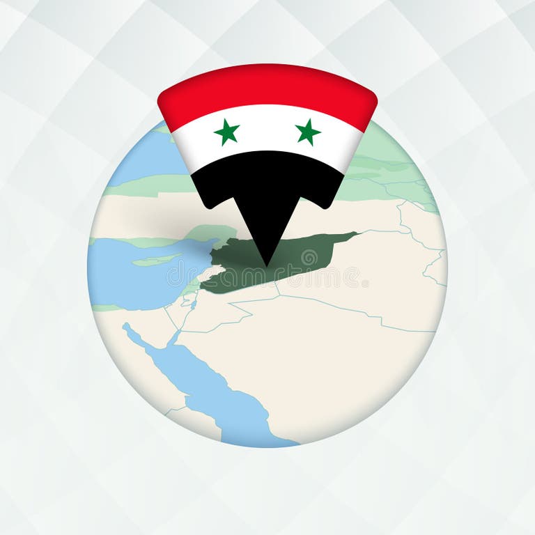 Syria Map Highlighted with Flag Marker Stock Vector - Illustration of ...