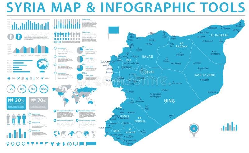 Syria Map - Info Graphic Vector Illustration Stock Illustration ...