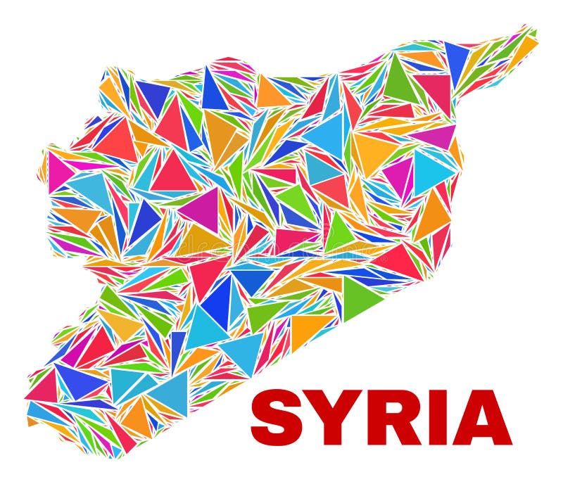 Syria Map - Mosaic of Color Triangles Stock Vector - Illustration of ...