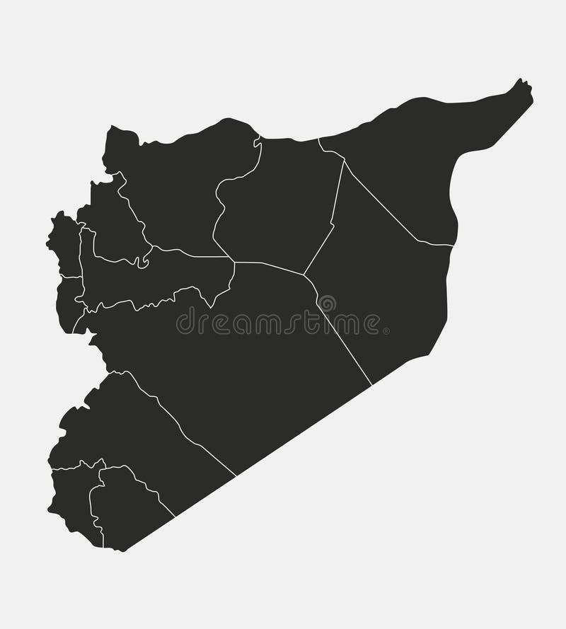 Syria Map with Regions, Provinces Isolated on White Background. Stock ...