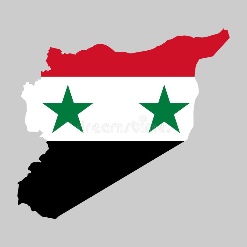 Syria Outline of Map on Background of National Flag Stock Vector ...