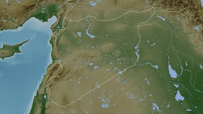 Syria outlined. Pale stock illustration. Illustration of capital ...