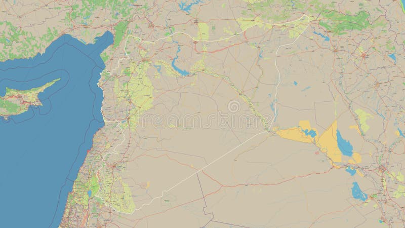 Syria Outlined. Topo Standard Stock Illustration - Illustration of ...