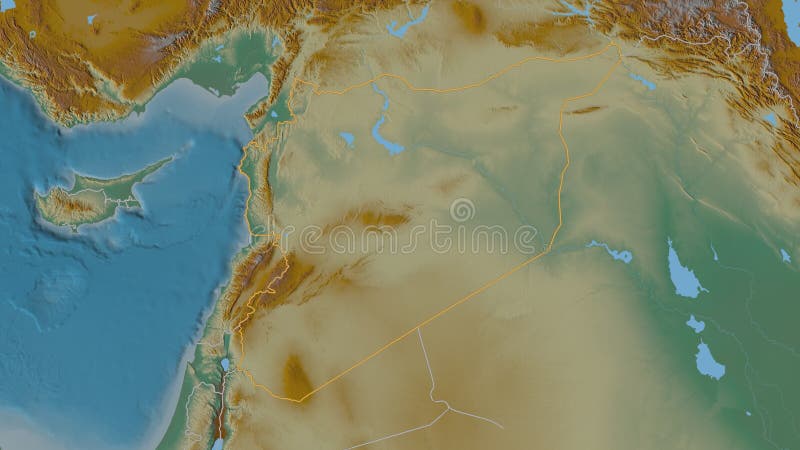 Syria - overview. Relief stock illustration. Illustration of damascus ...