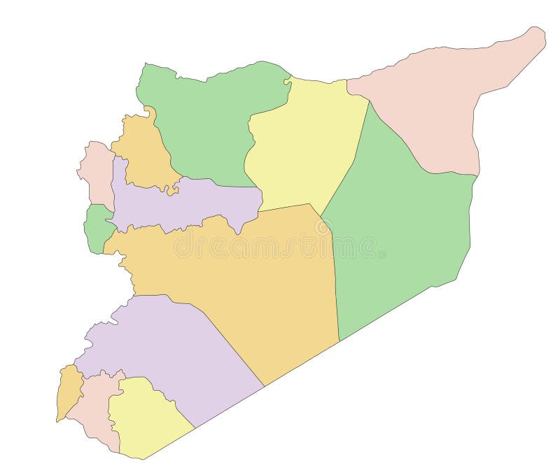 Syria - Highly Detailed Black and White Map. Stock Vector ...